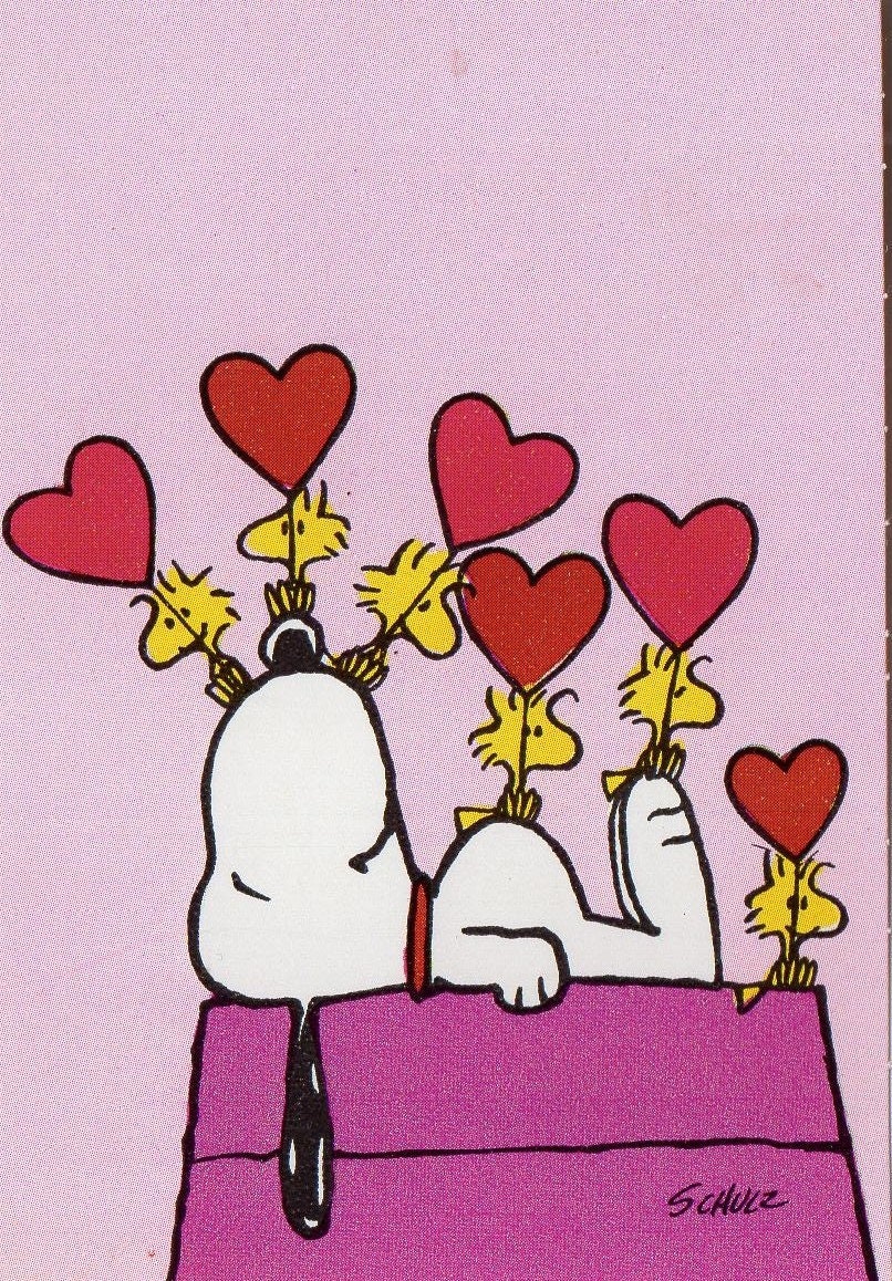 Vintage PEANUTS Card SNOOPY on Top of Dog House Woodstock,bird Friends ...