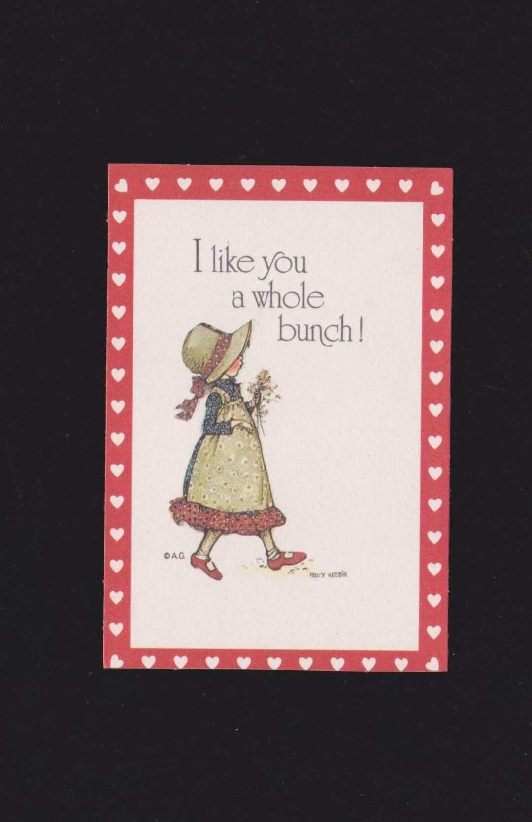 Vintage HOLLY HOBBIE Valentine Card I Like You A Whole BUNCH! Old ...