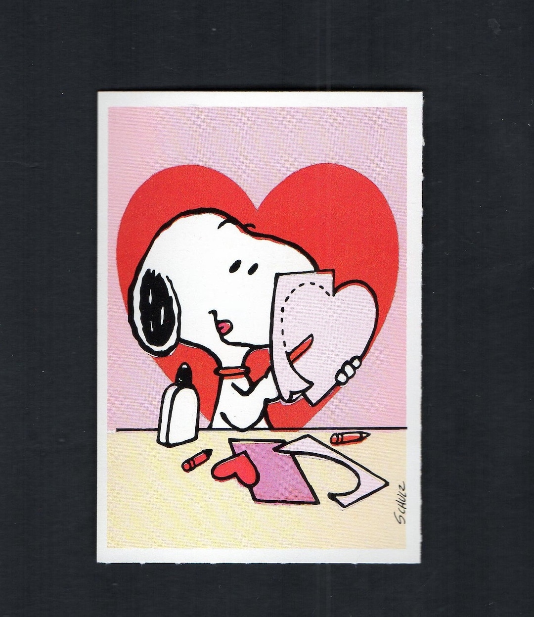 Vintage Peanuts Card SNOOPY Cuts Out Paper Heart Wanted to MAKE You A ...