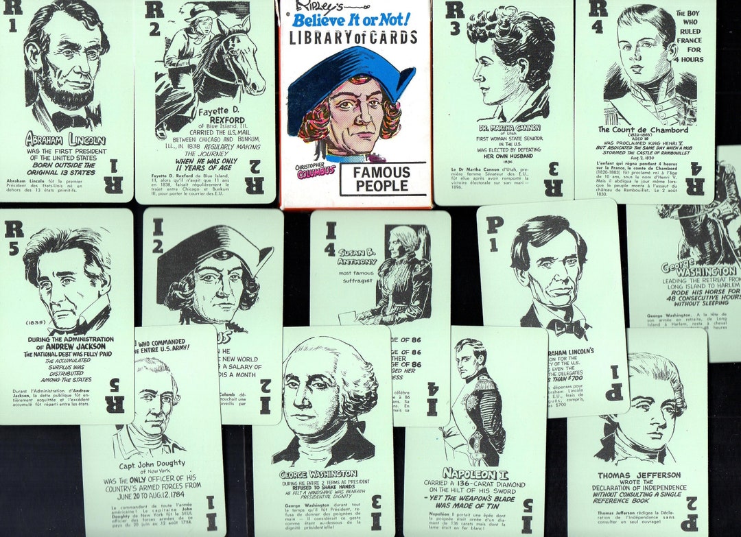Vintage RIPLEY'S Believe It or Not FAMOUS PEOPLE Card Game Complete ...