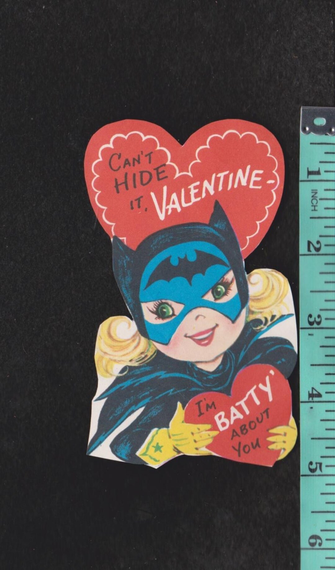Vintage Original Card BAT GIRL Can't Hide It Valentine I'm BATTY About ...