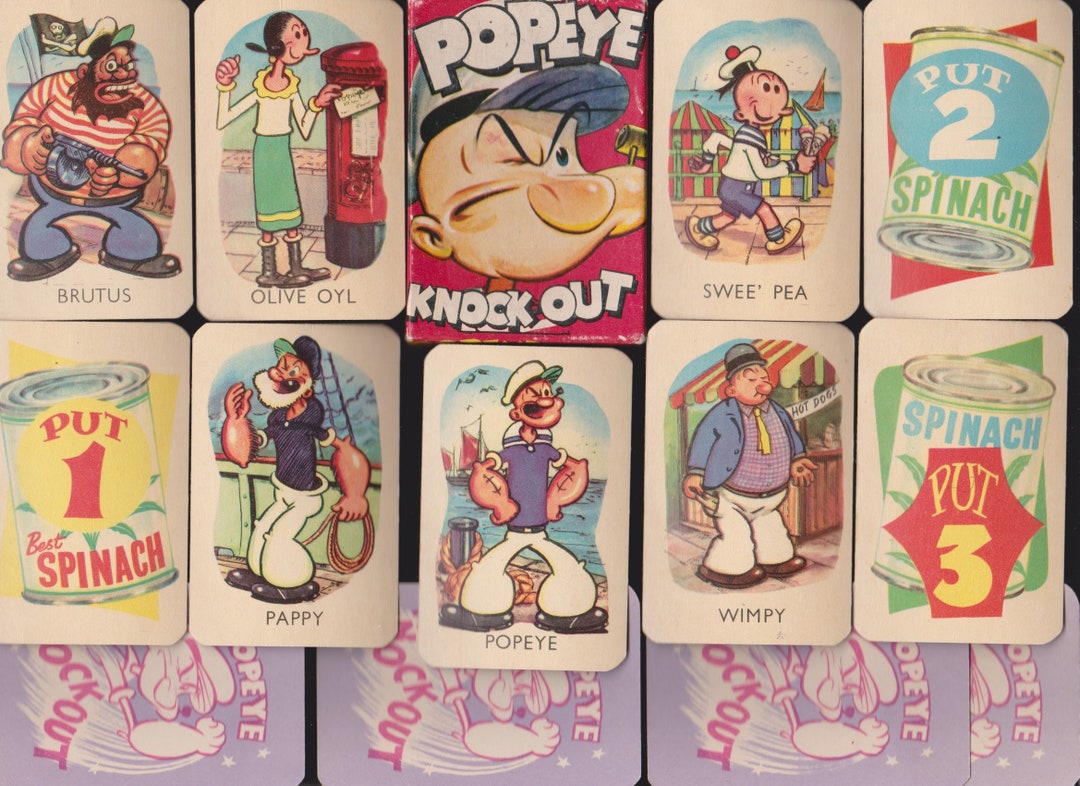 Vintage POPEYE KNOCK OUT Card Game Cartoon Characters Wimpy,olive Oyl,swee Pea,sailor Man,pappy ...