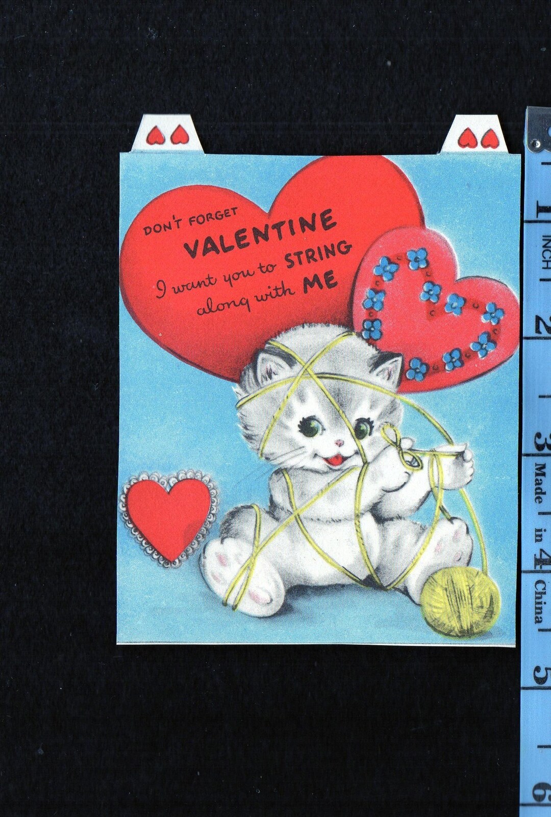 Vintage Original Card Cute KITTY CAT Kitten Tangled in Yarn Don't ...