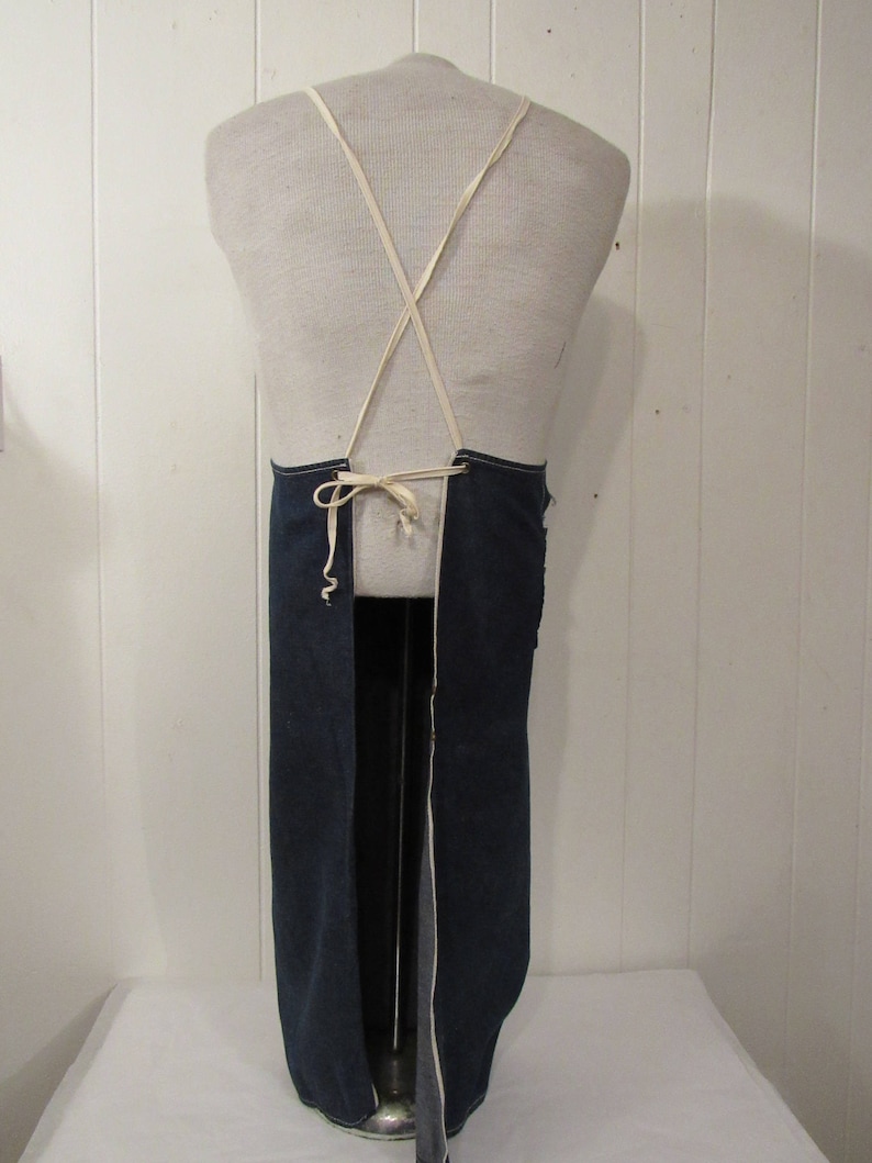 Vintage Apron, 1940s Apron, Blue Apron, Vintage Workwear, Work Apron ...