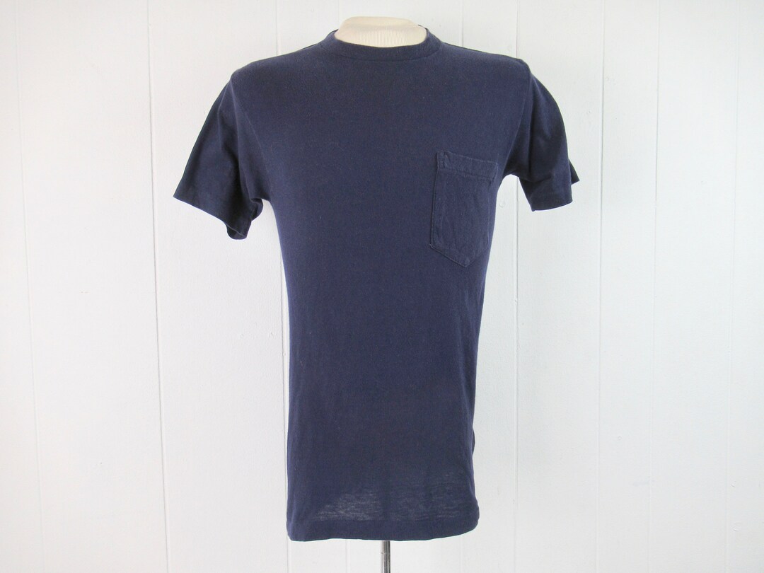 Vintage T Shirt, Pocket T Shirt, 1970s T Shirt, Blue Pocket T Shirt ...