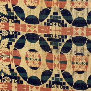 Vintage Blanket, Antique Coverlet, 1850s Jacquard Blanket, Antique ...