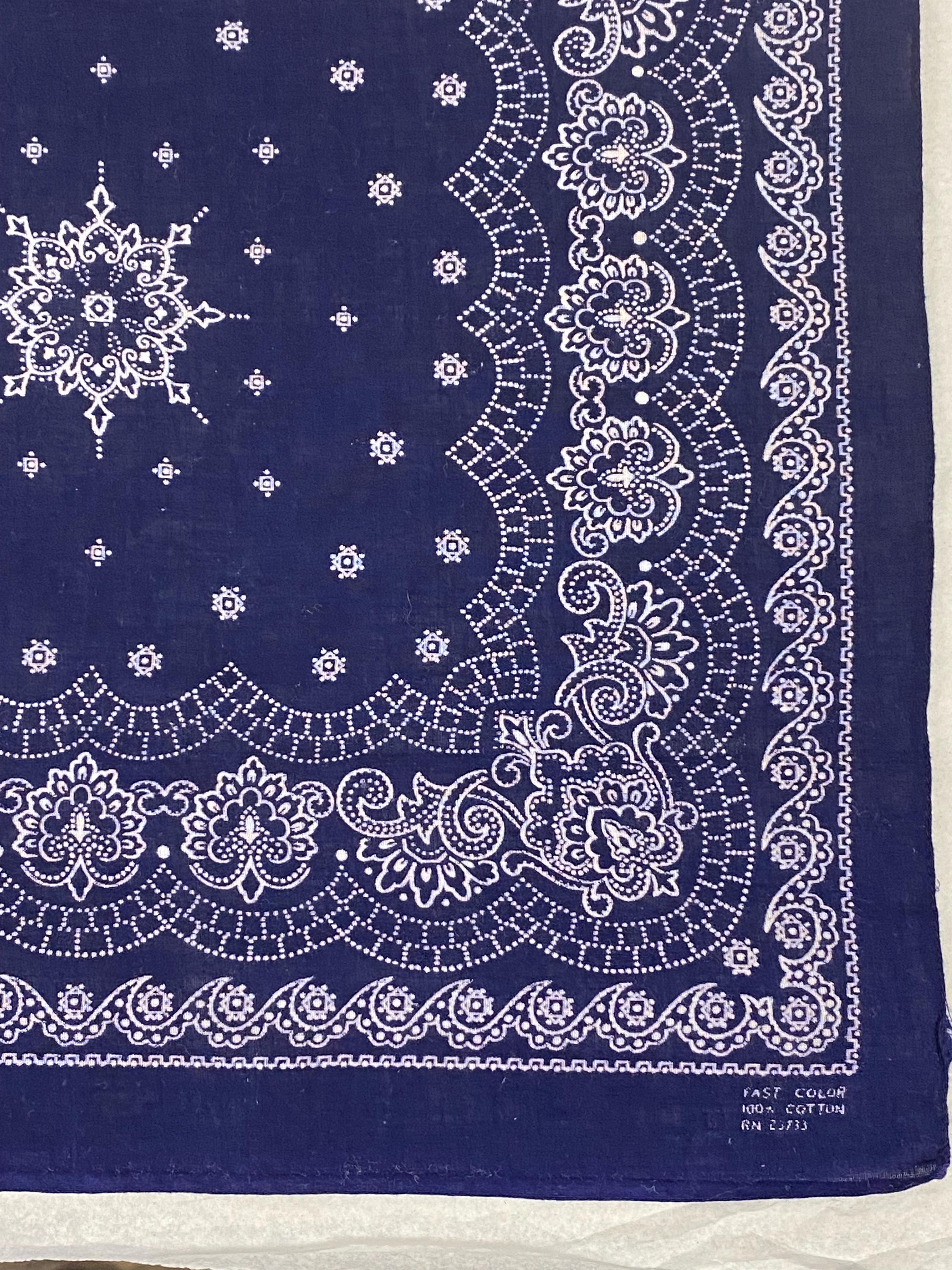 Vintage Bandana, 1960s Bandana, Blue Bandana, Fast Color Bandana ...