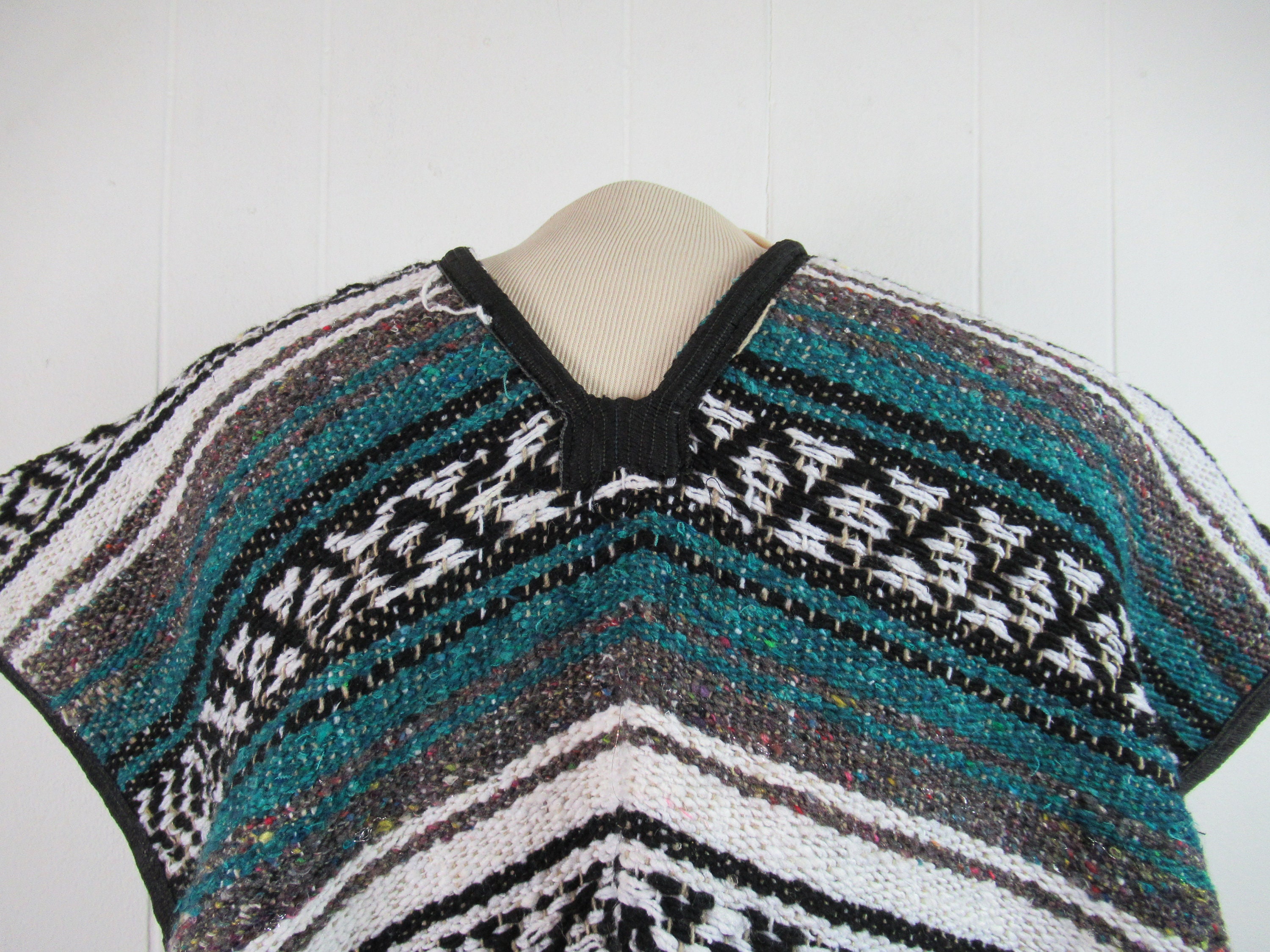 Vintage poncho Mexican poncho Mexican blanket poncho rug | Etsy