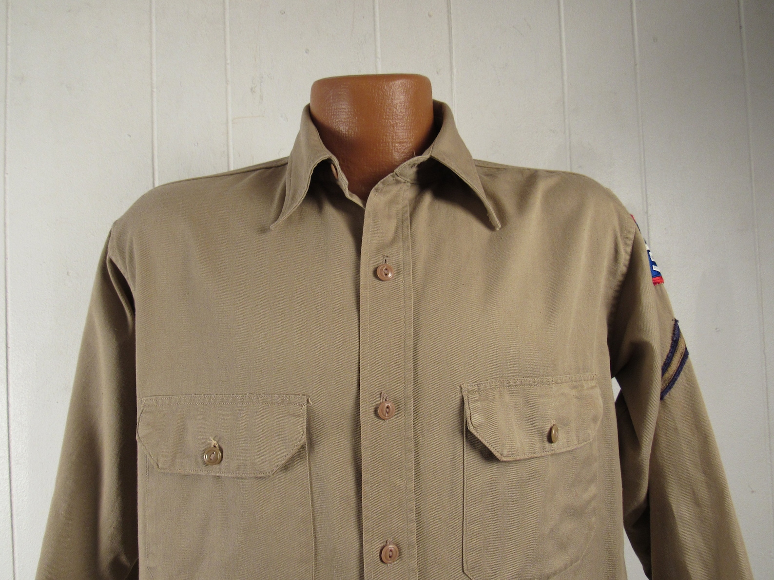 Vintage Shirt 1940s Shirt Vintage Work Shirt Khaki Cotton - Etsy