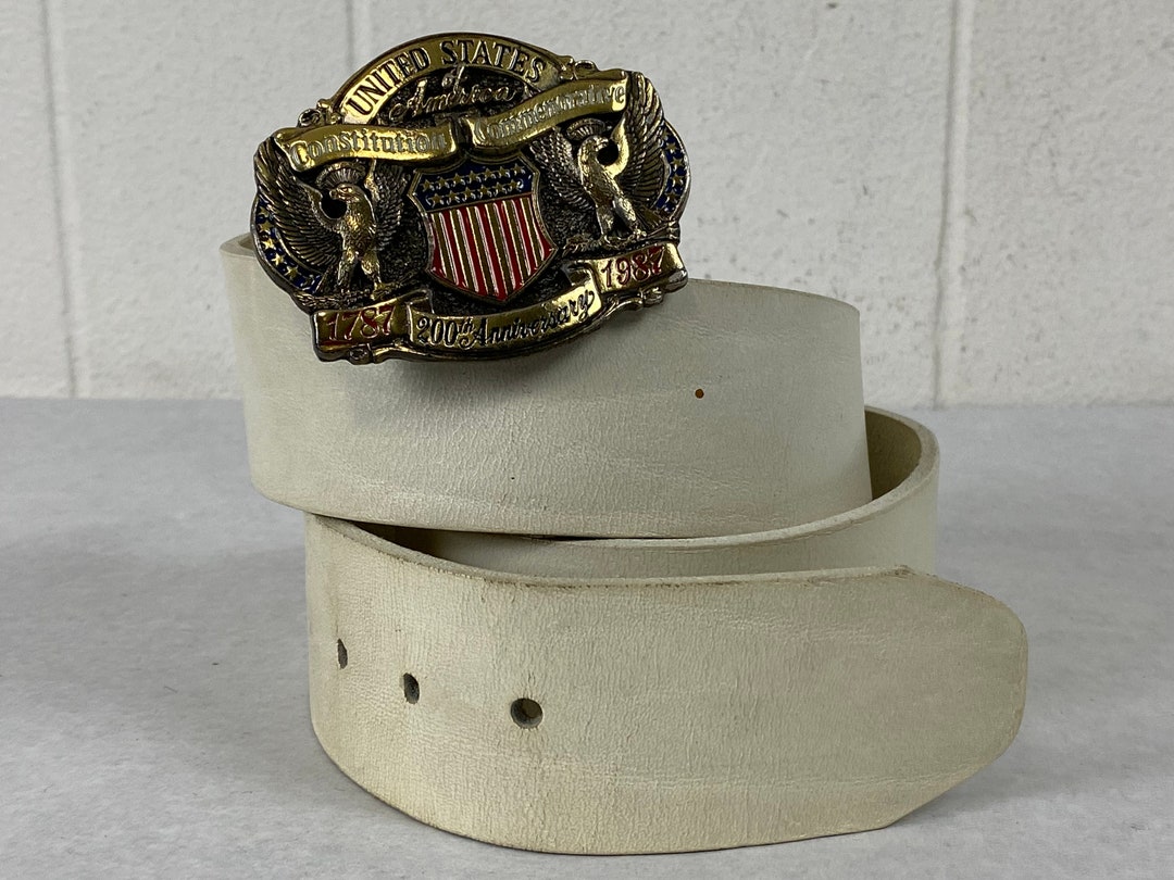 Vintage Belt, Size Large, Patriotic Belt, Brass Buckle, 1980s Belt, U ...