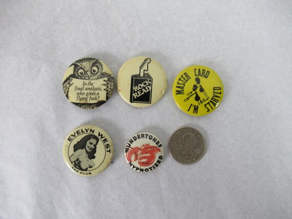 vintage rock buttons 1980s - Gem