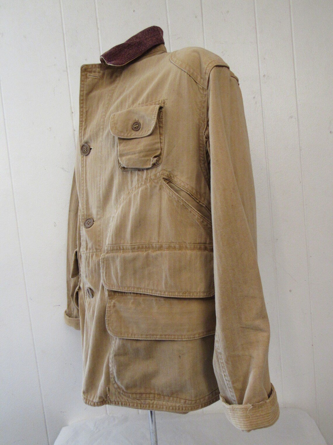Vintage Jacket, 1940s Jacket, Hunting Jacket, HBT Cotton Jacket, Blue ...