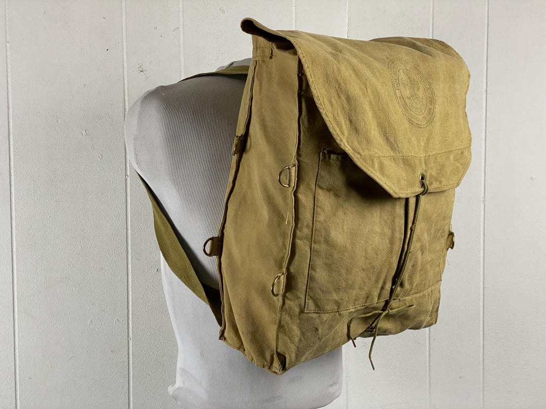 Vintage Backpack, 1950s Backpack, Canvas Bag, Canvas Russack, 1950s Bag ...