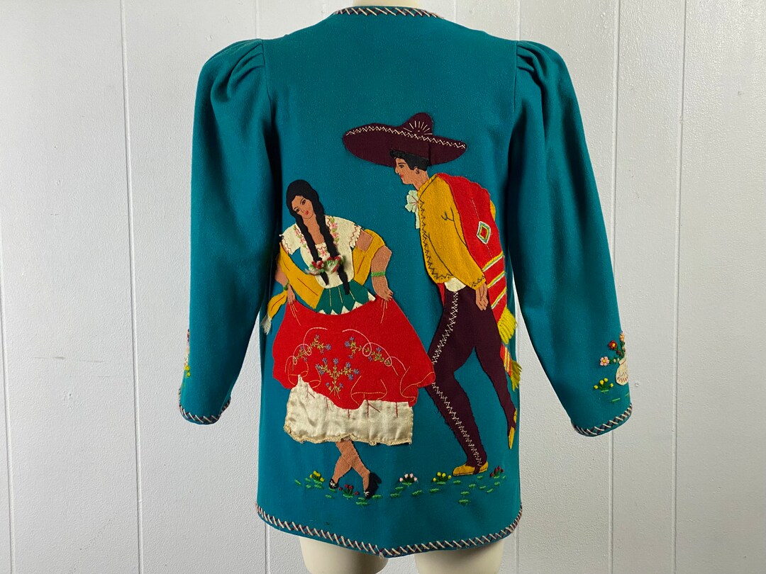 Vintage Jacket, Size Medium, 1940s Jacket, Mexican Souvenir Jacket ...