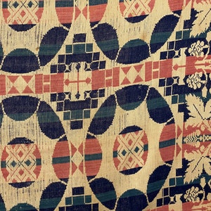 Vintage Blanket, Antique Coverlet, 1850s Jacquard Blanket, Antique ...