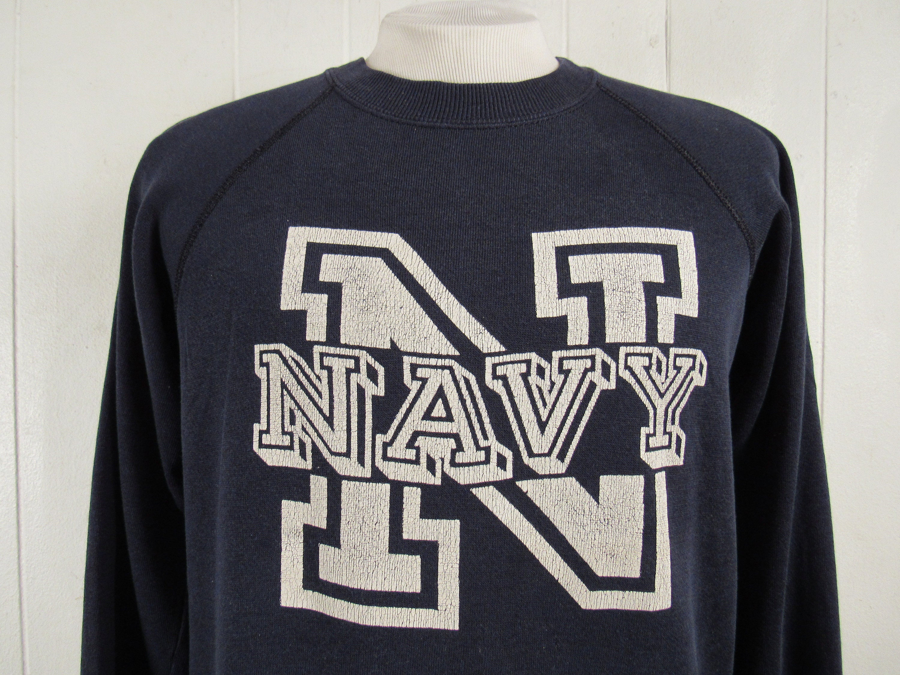 Vintage sweatshirt 1970s sweatshirt Navy sweatshirt U.S. | Etsy