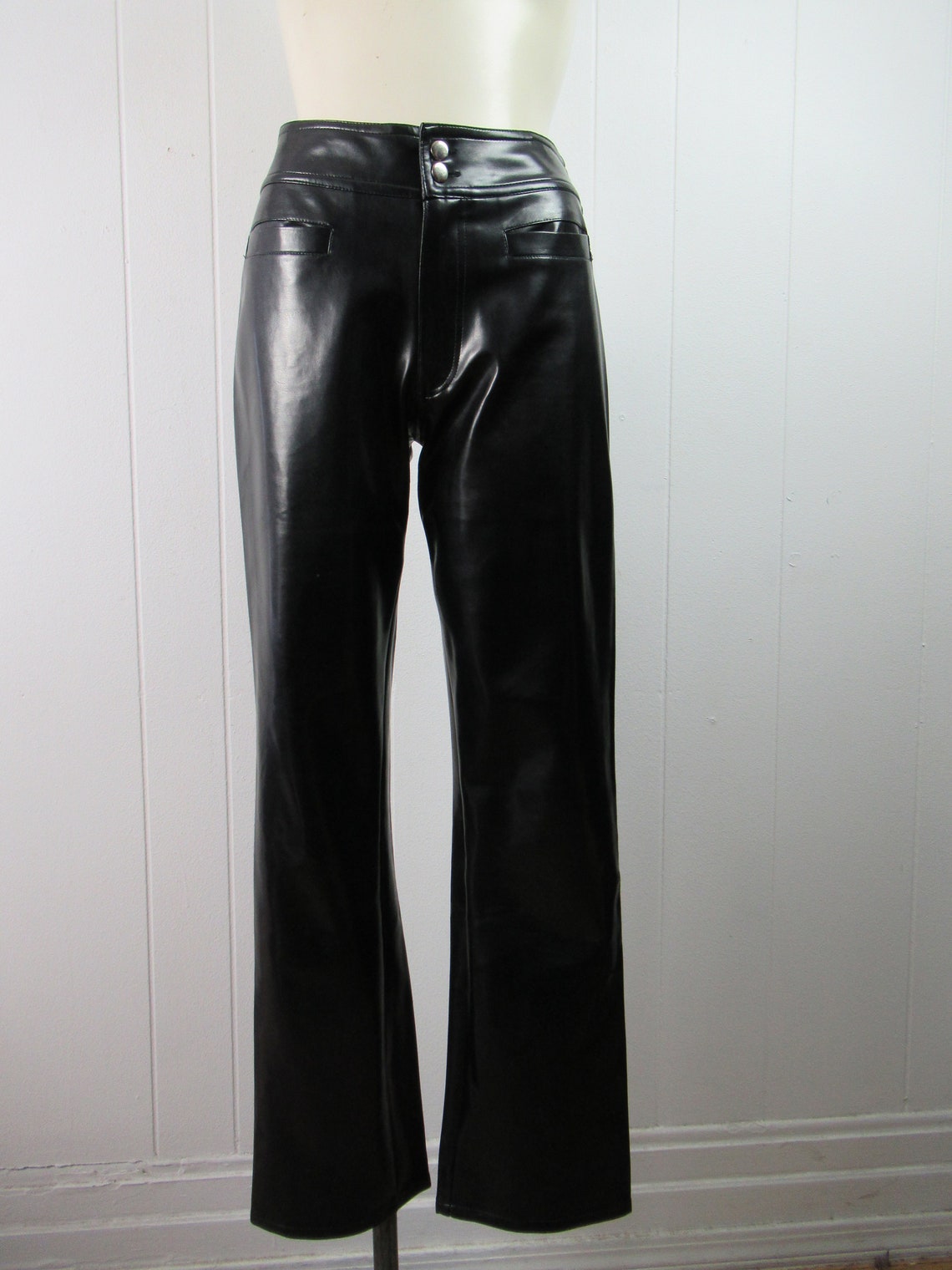 Vintage Pants, Black Vinyl Pants, Faux Leather Pants, 1990s Pants ...
