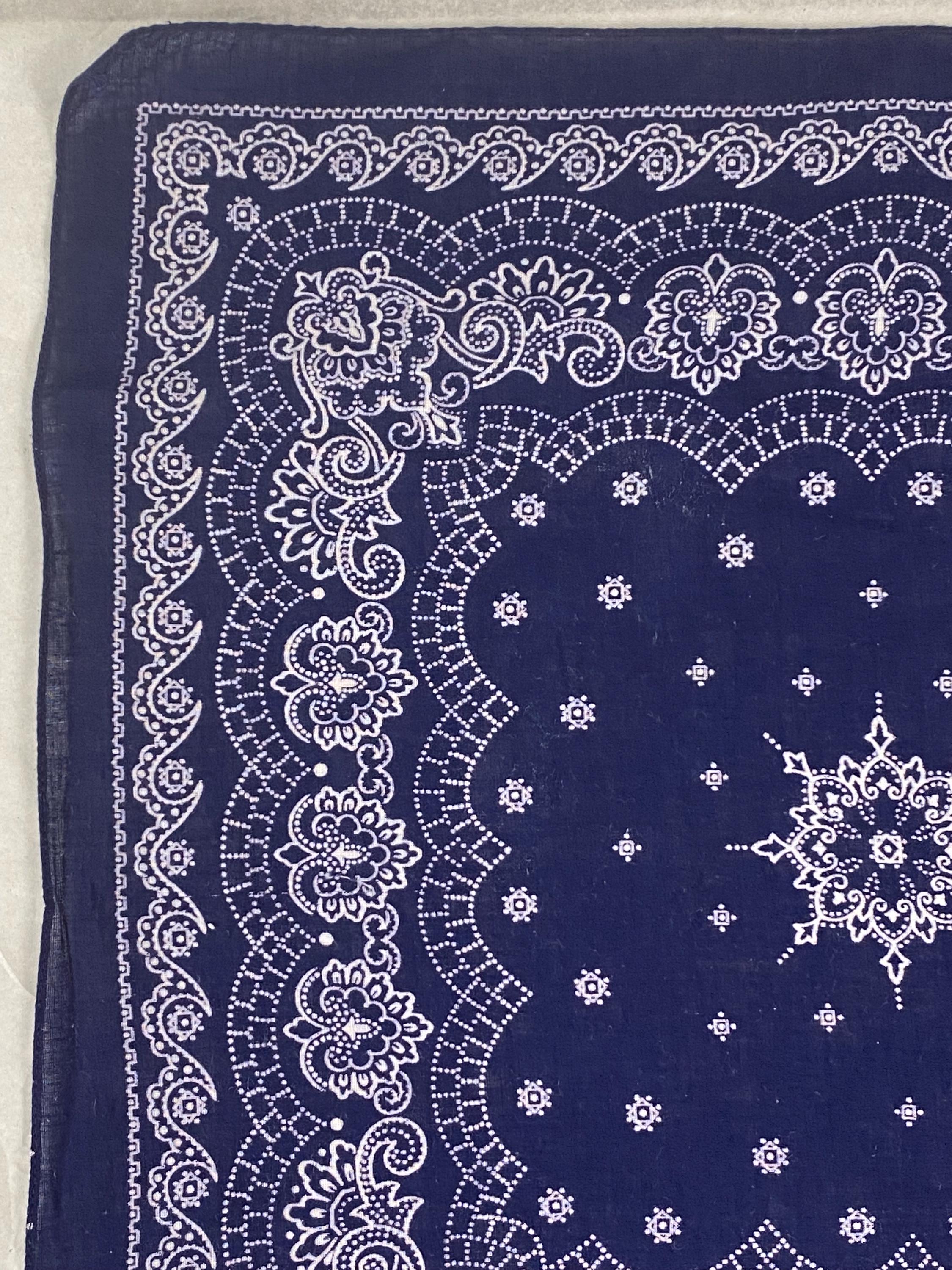 Vintage Bandana, 1960s Bandana, Blue Bandana, Fast Color Bandana ...