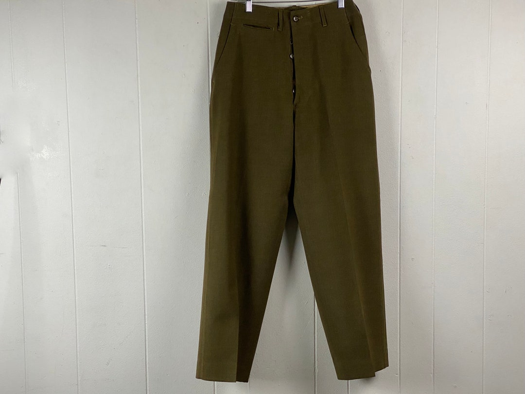 Vintage Pants, 30 X 31.5 , Army Pants, WWII Pants, High Waisted, 1940s ...