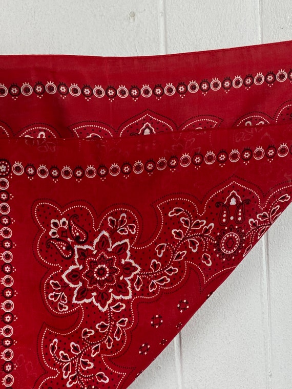 Vintage bandana, 1950s bandana, Fast Color, red banda… - Gem