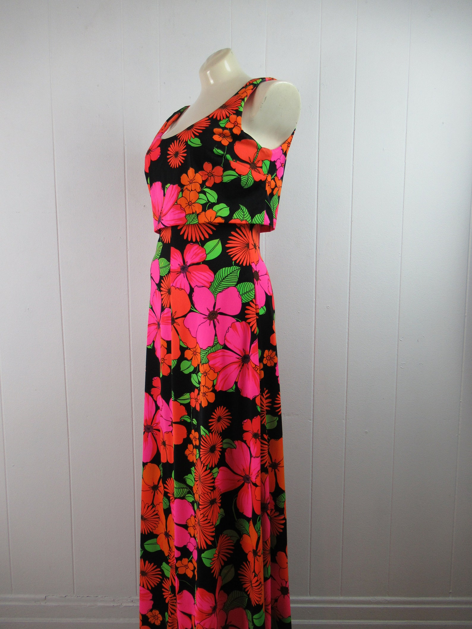 Vintage Dress, 1960s Dress, Neon Pink Dress, Floral Dress, Mod Dress ...