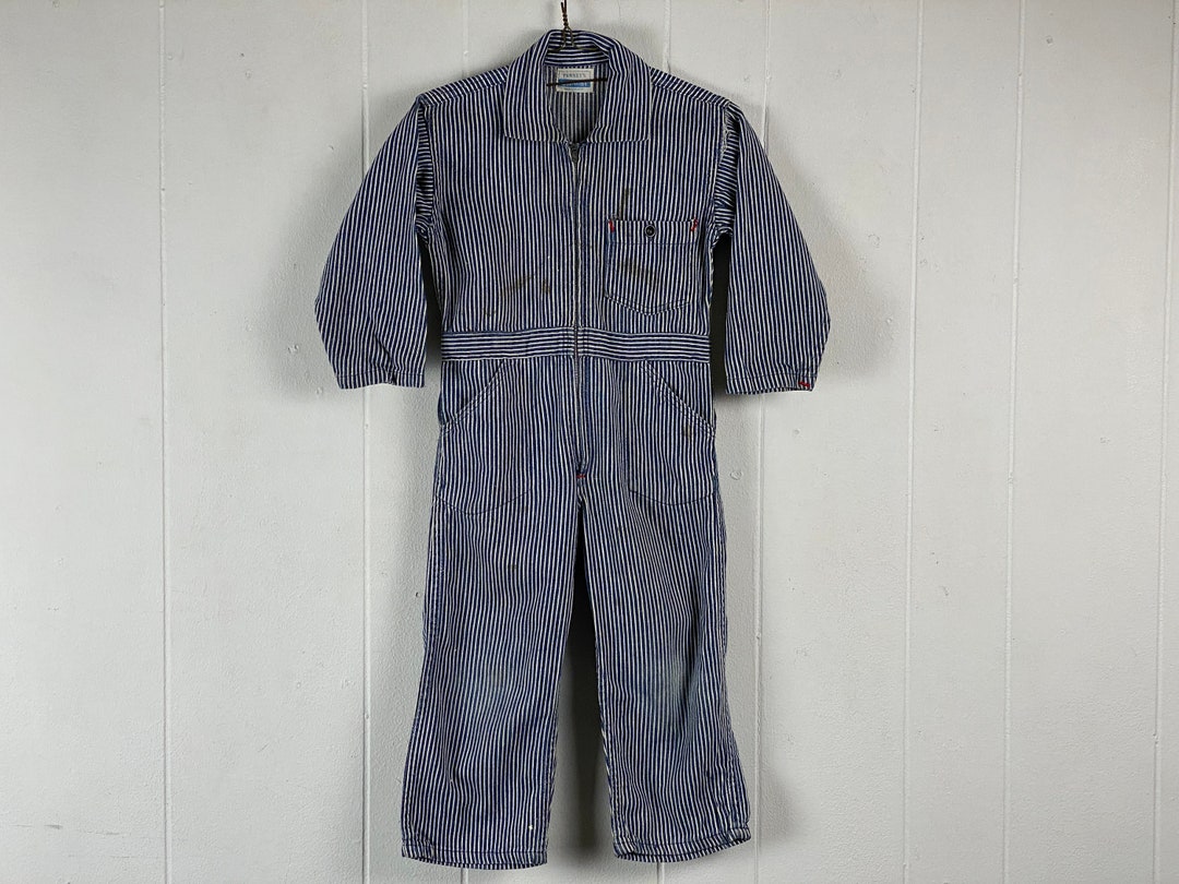 Child Size Coveralls, 1950s Coveralls, Denim Coveralls, Hickory Stripe ...