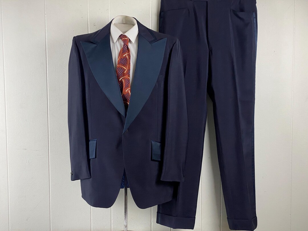 Vintage Tuxedo, Size 44 L, Sharkskin Tuxedo, Vintage Tux, 1970s Tuxedo ...