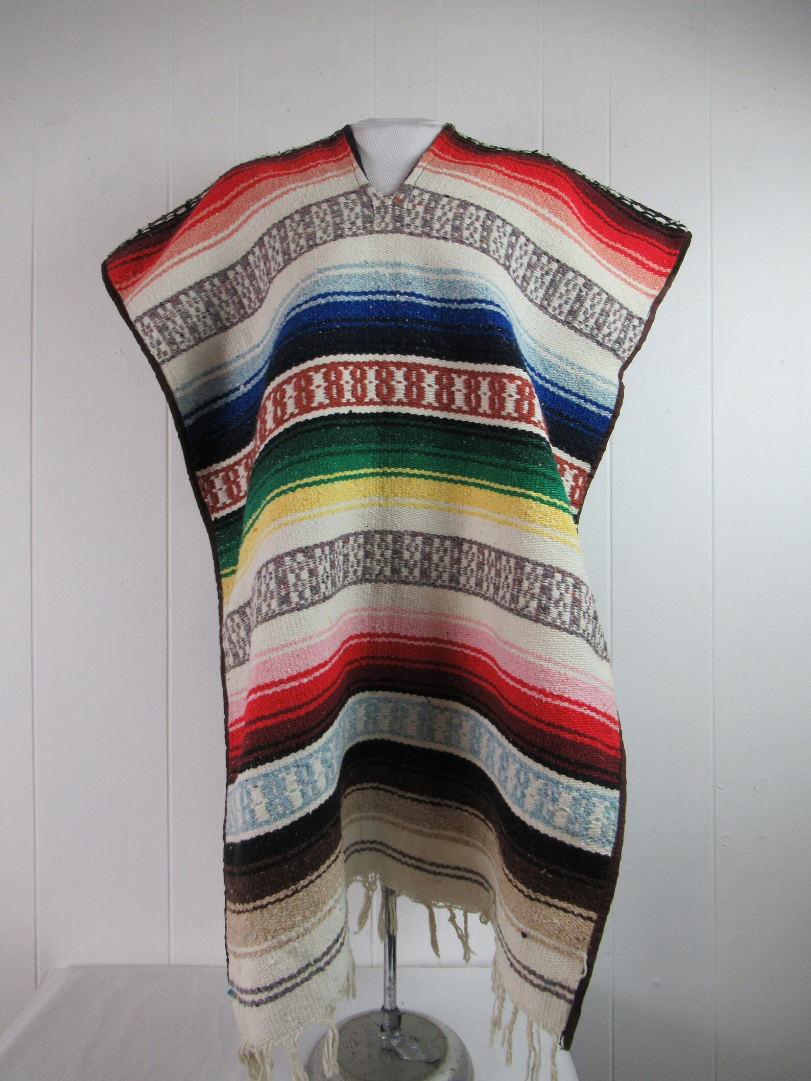 Vintage Poncho, Mexican Poncho, Mexican Rug Poncho, Mexican Textile ...