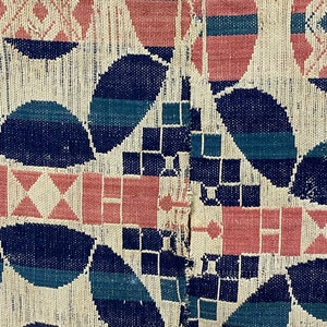 Vintage Blanket, Antique Coverlet, 1850s Jacquard Blanket, Antique ...