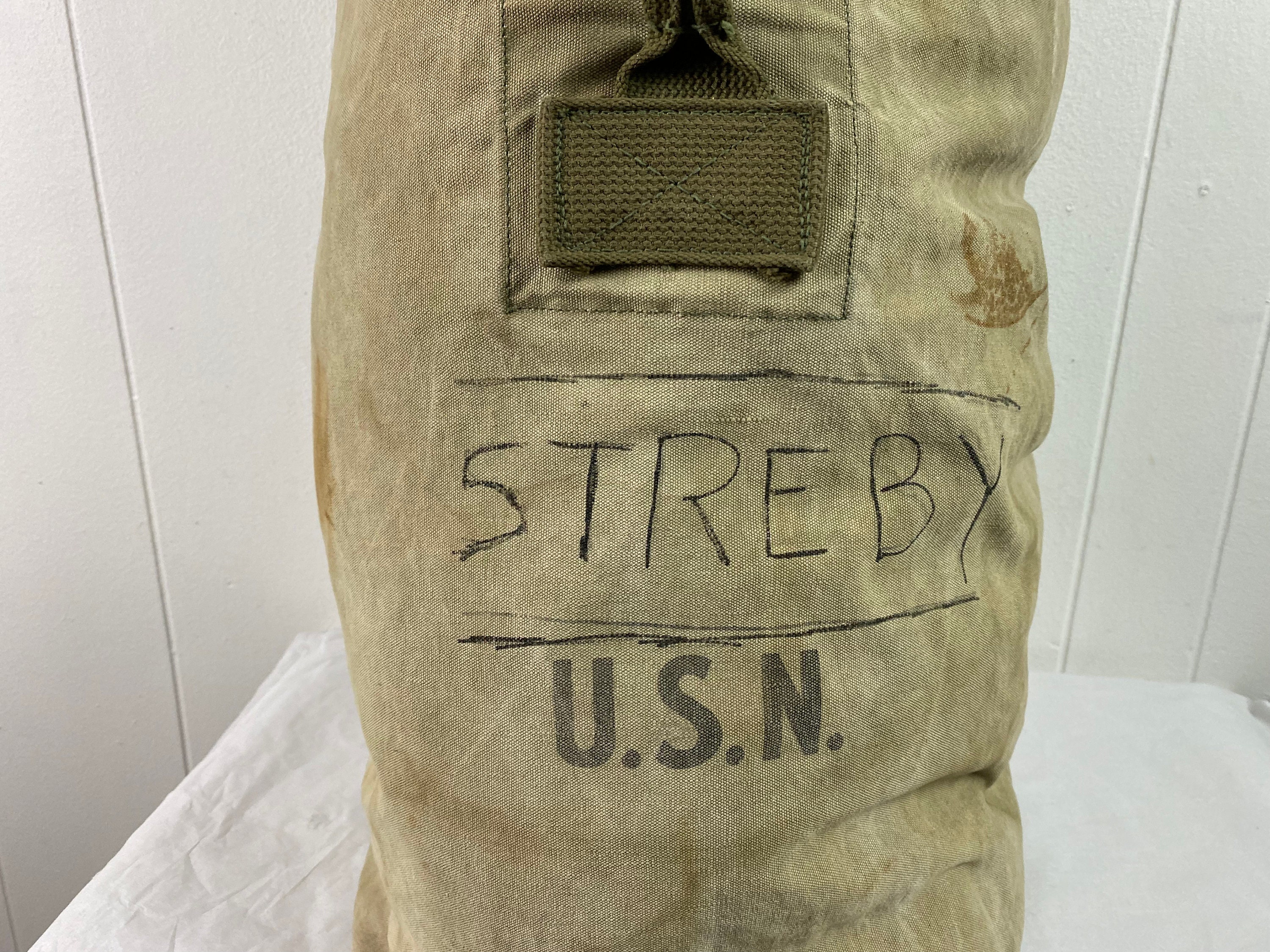 Vintage Duffel Bag, 1940s Bag, USN Bag, Navy Bag, Canvas Bag, Vintage ...