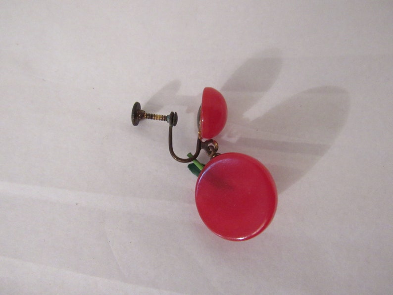 Vintage Necklace, Cherry Red Bakelite Necklace, Cherries and Leaves ...
