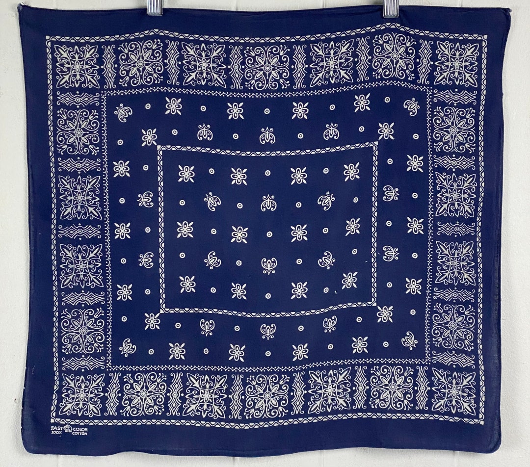 Vintage Bandana, Elephant Bandana, 1950s Bandana, Blue Bandana, Fast ...