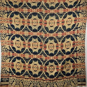 Vintage Blanket, Antique Coverlet, 1850s Jacquard Blanket, Antique ...