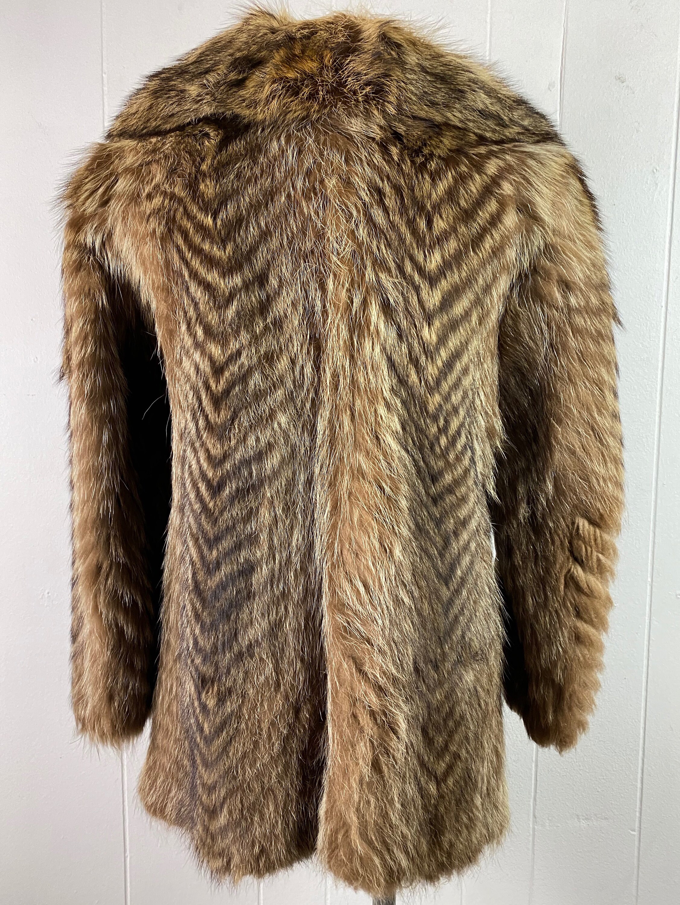 Vintage Coat 1970s Fur Coat Fur Coat 70s Fur Chevron Coat - Etsy