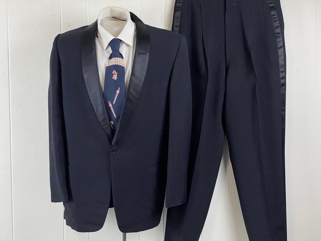 Vintage Tuxedo, Size 42, 1960s Tux, Black Suit, Jacket and Pants ...