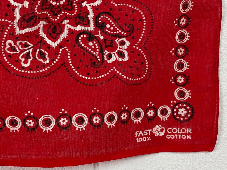 Vintage Bandana, 1950s Bandana, Fast Color, Red Bandana, Elephant ...