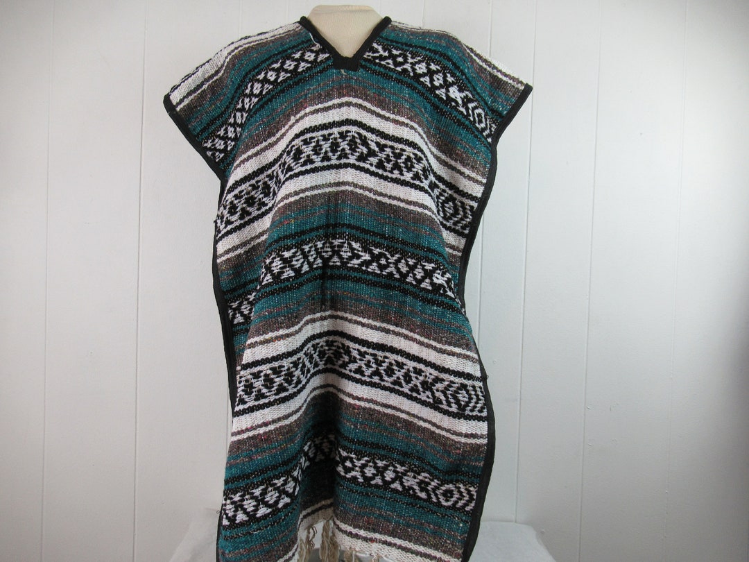 Vintage Poncho, Mexican Poncho, Mexican Blanket Poncho, Rug Poncho ...