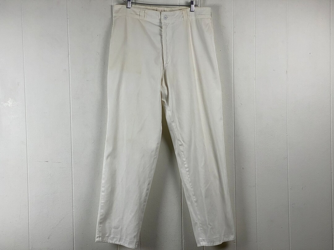 Vintage Pants, 36" X 31", Work Pants, White Cotton Pants, 1960s Pants ...