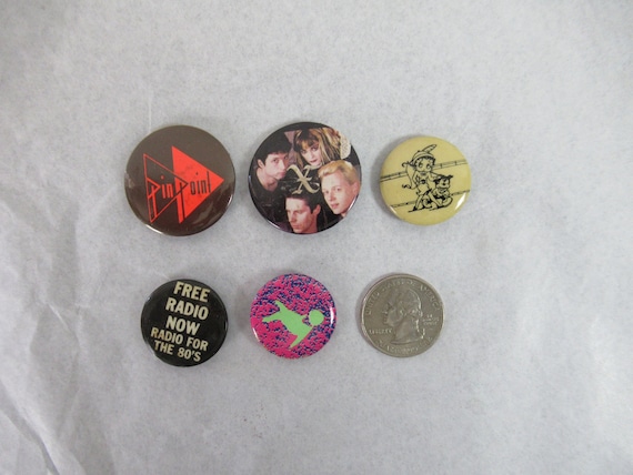 vintage rock buttons 1980s - Gem