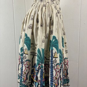 Vintage Skirt, Size Small, 1950s Skirt, Hollywood Scene Skirt, Palm ...