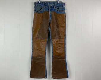 Leather Patchwork Pants - Etsy
