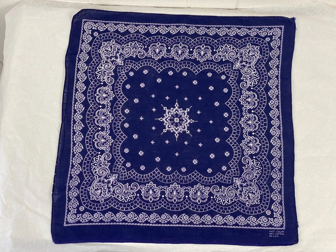 Vintage Bandana, 1960s Bandana, Blue Bandana, Fast Color Bandana ...
