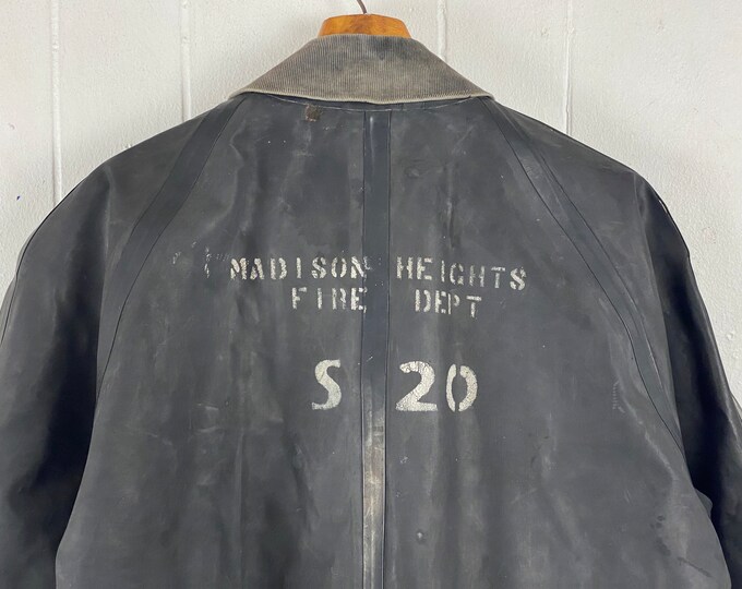 Vintage Jacket, Size Medium, Fireman's Jacket, 1950s Jacket, Rubber ...