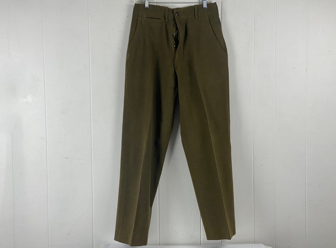 Vintage Pants, 30 X 31.5 , Army Pants, WWII Pants, High Waisted, 1940s ...