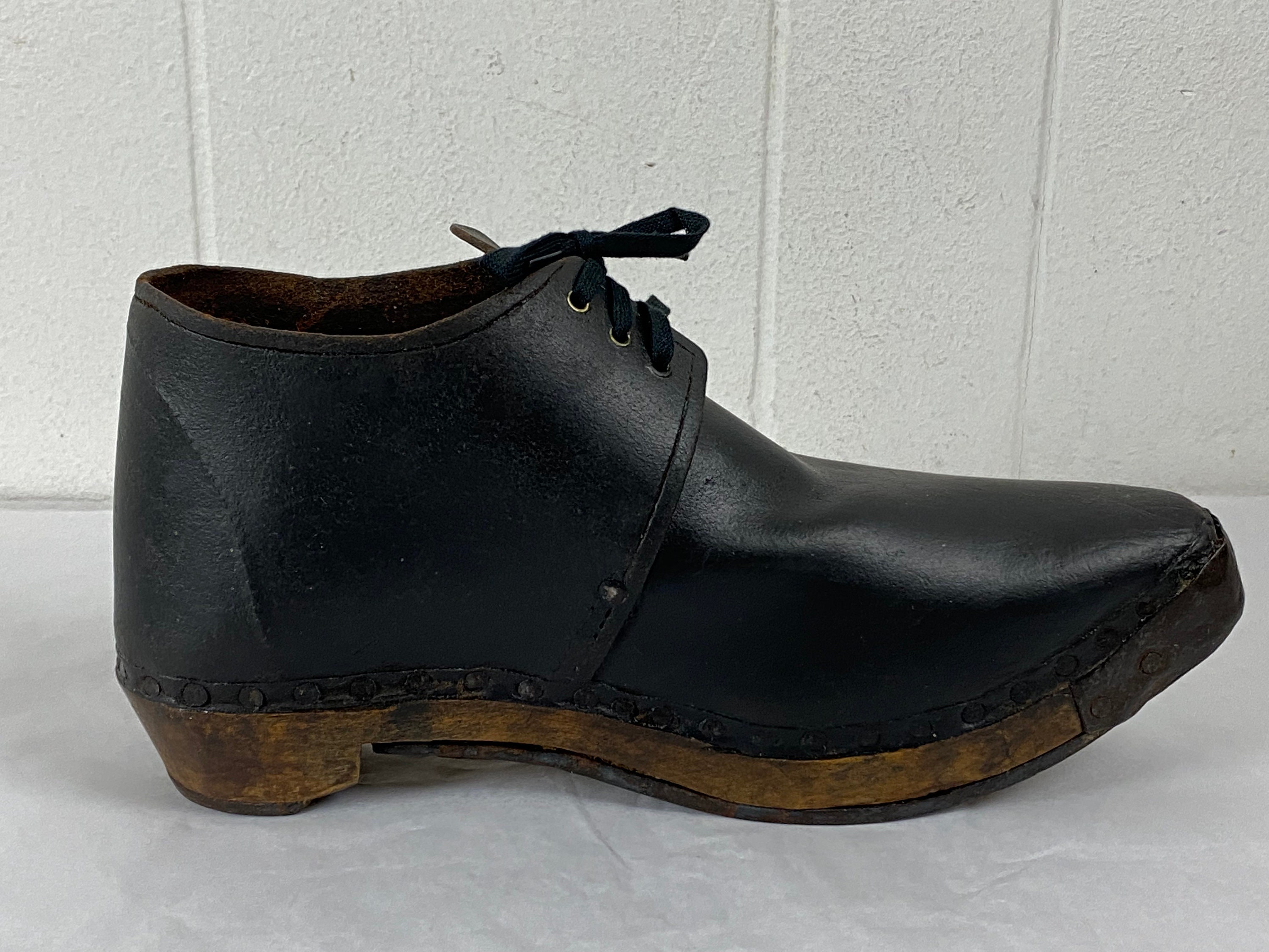 Vintage Miner's Shoes, 1900s Shoes, Leather Shoes, Wooden Soles, Metal ...