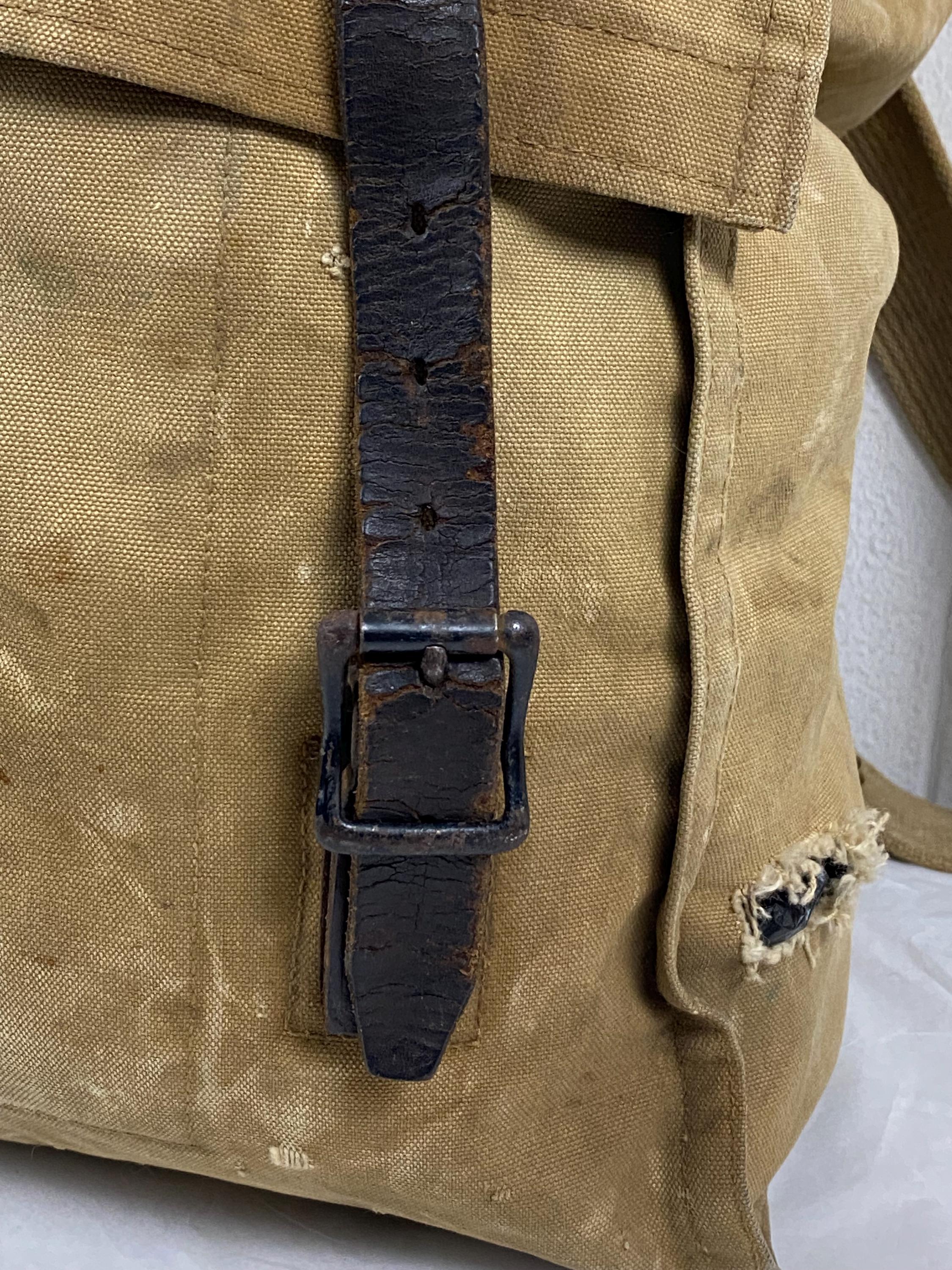 Vintage Backpack, 1910s Backpack, Canvas and Leather Bag, Camping Bag ...