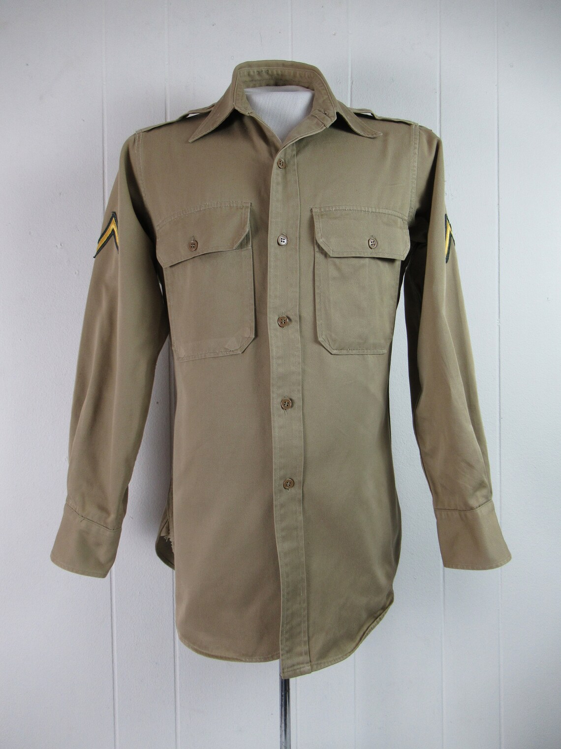 Vintage Shirt, 1940s Shirt, Military Shirt, Army Shirt, Khaki Shirt, US ...