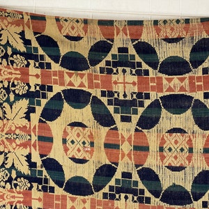 Vintage Blanket, Antique Coverlet, 1850s Jacquard Blanket, Antique ...