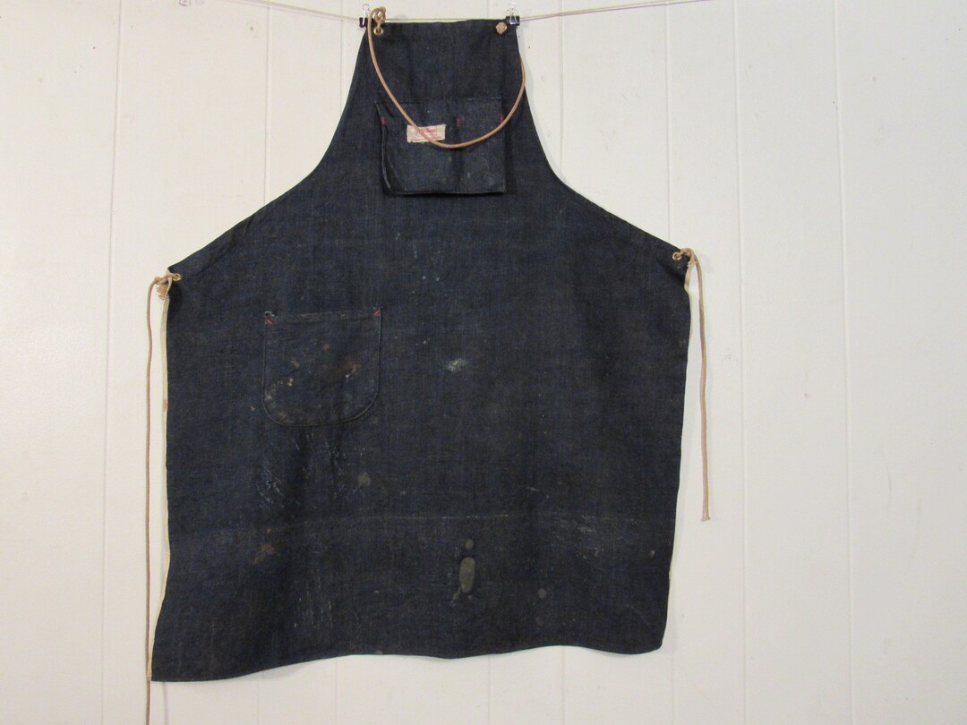 Vintage Apron, Denim Apron, 1960s Apron, Vintage Workwear, Powr House ...