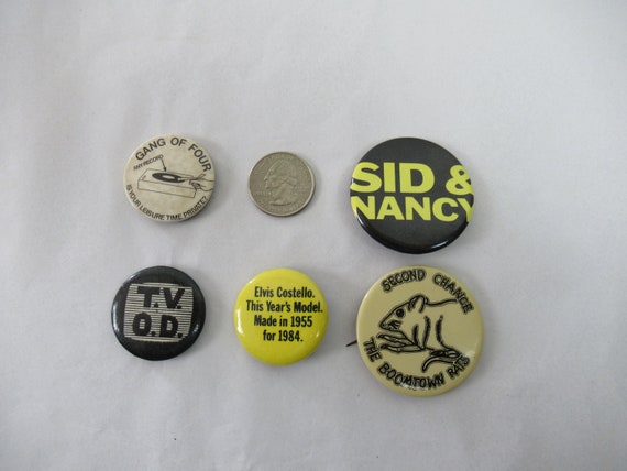 vintage rock buttons 1980s - Gem